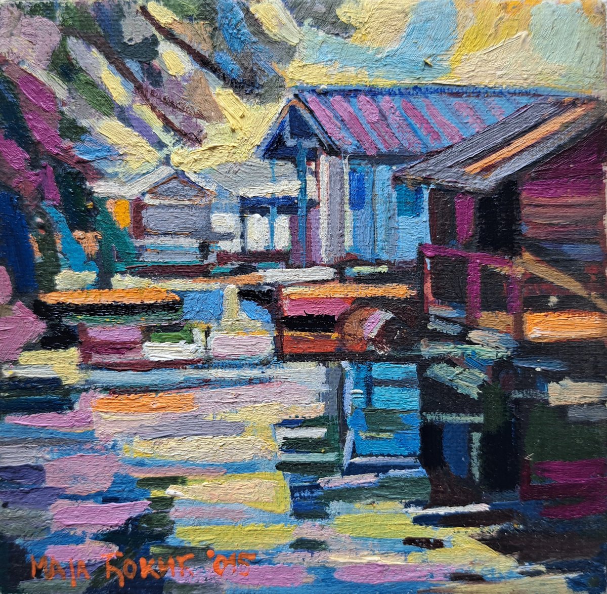 Rafts on the river Oil painting: Maja Đokić Mihajlović | Artfinder