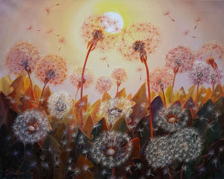 Dandelions in the Sun *Reserved for Margareth* Oil painting by Oleg ...