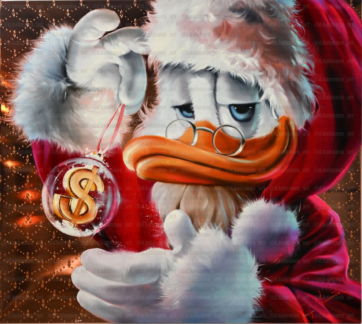 Santa Duck Oil painting by Daria Kolosova | Artfinder