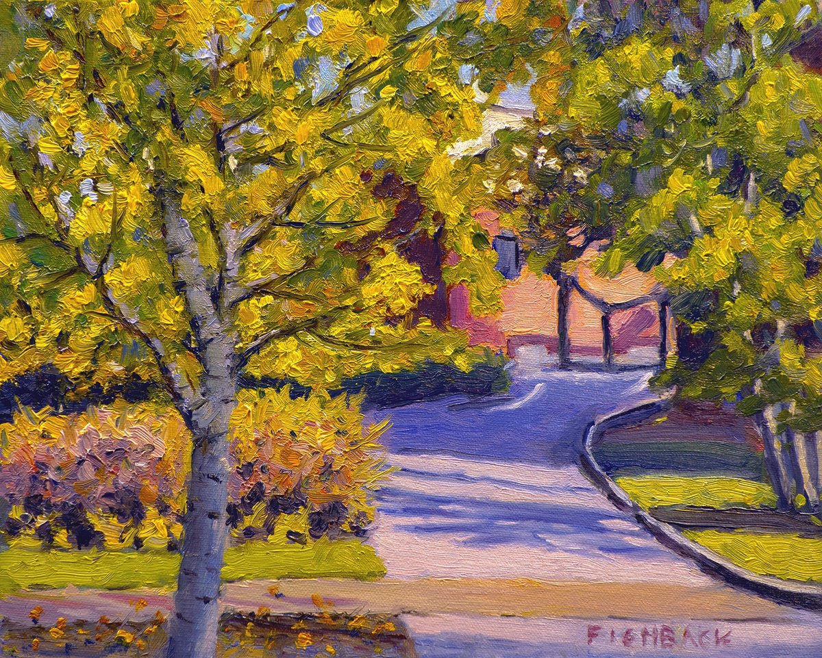 Trees Lit Up by the Sun Oil painting: Daniel Brian Fishback | Artfinder