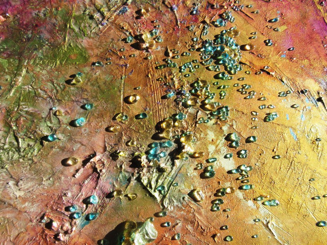 Abstract with Amethyst, mixed media, modern painting, glass wall art ...