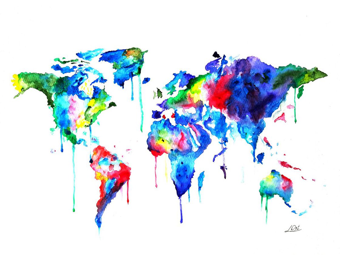 Watercolor map, abstract Watercolour by Luba Ostroushko | Artfinder