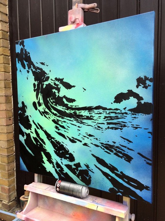 Light blue wave Painting by Benjamin McKay | Artfinder