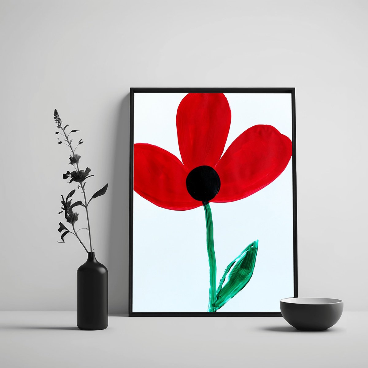 Bold Red Flower Acrylic painting: Sasha Robinson | Artfinder