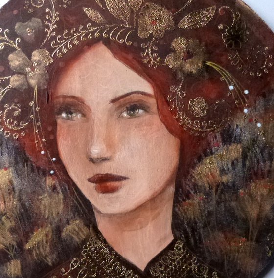 Alizée Gold Acrylic painting by Loetitia Pillault | Artfinder