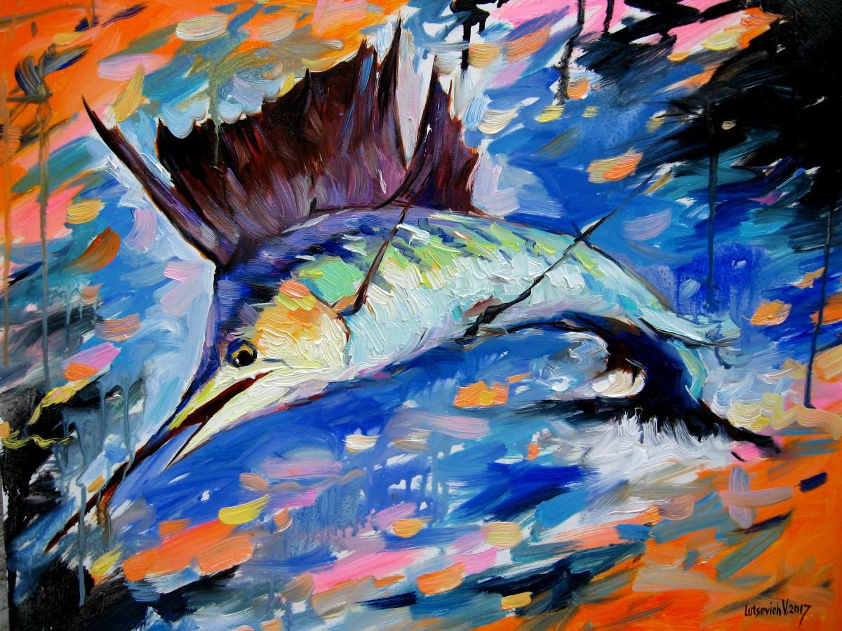 Blue Marlin Oil painting by Vladimir Lutsevich | Artfinder