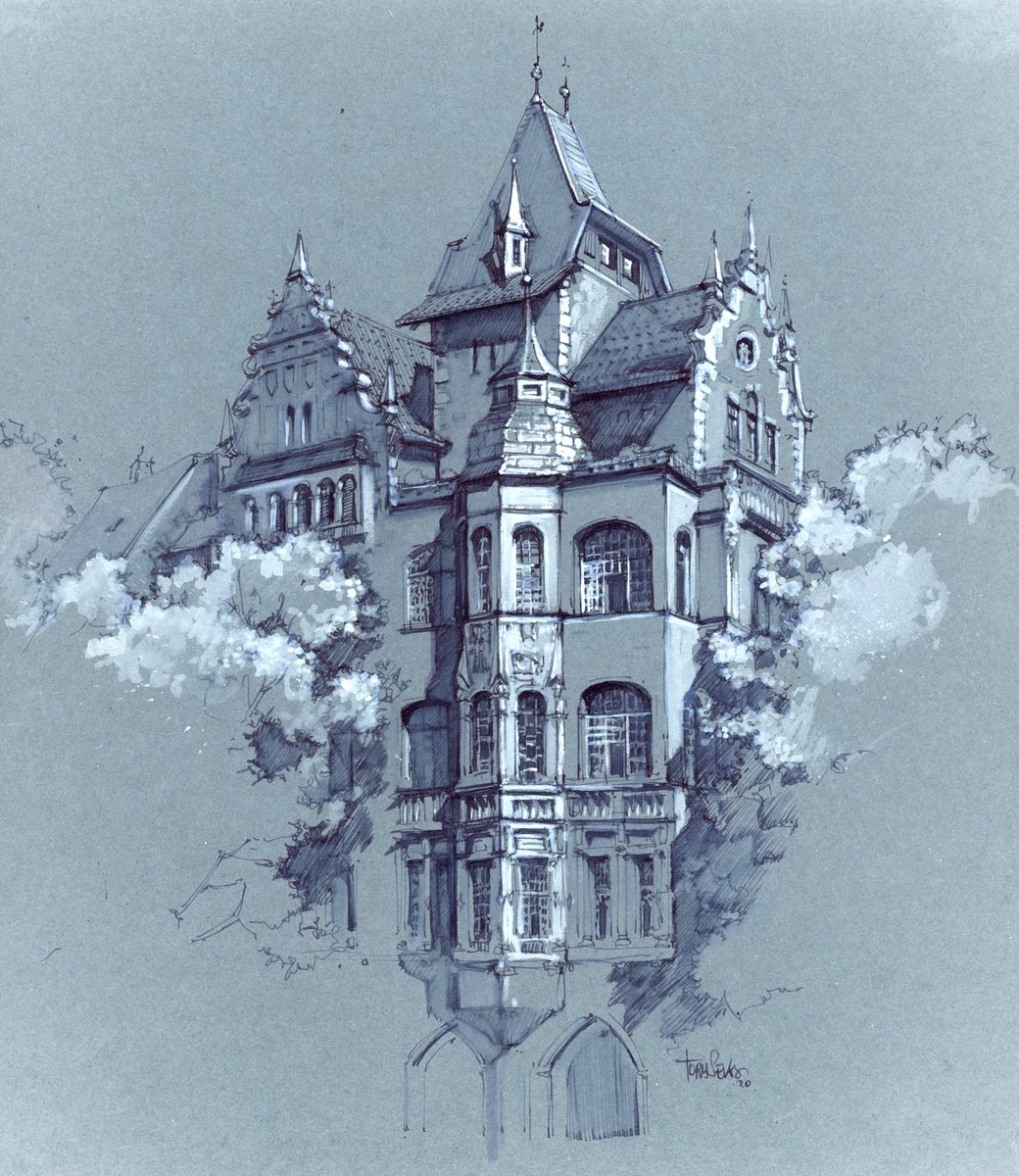Tower Ink drawing by Victoria Sevastyanova | Artfinder
