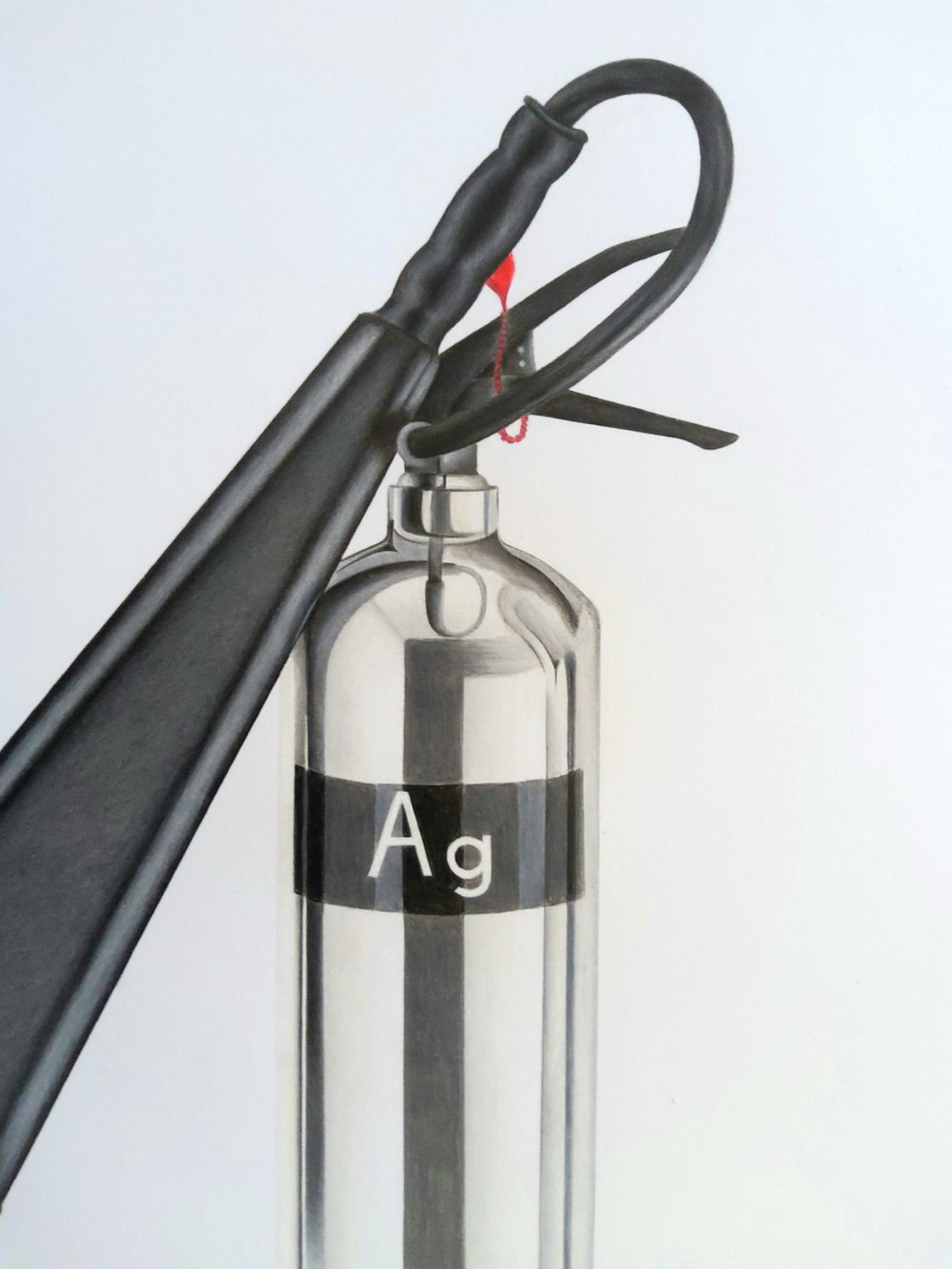 Original Pencil Drawing - Silver Fire Extinguisher by Daniel Shipton