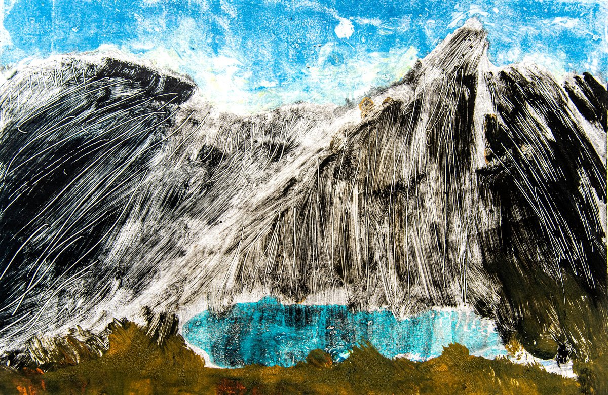 Glacier Lake Monoprint: Elizabeth Anne Fox | Artfinder