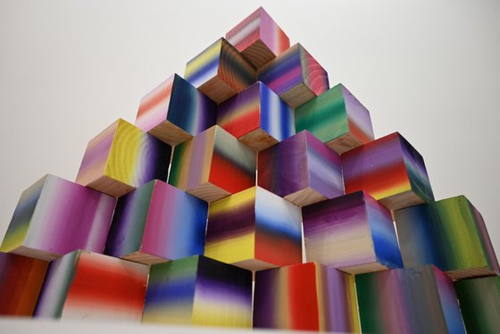 Ombre blocks Wood sculpture by Sumit Mehndiratta | Artfinder