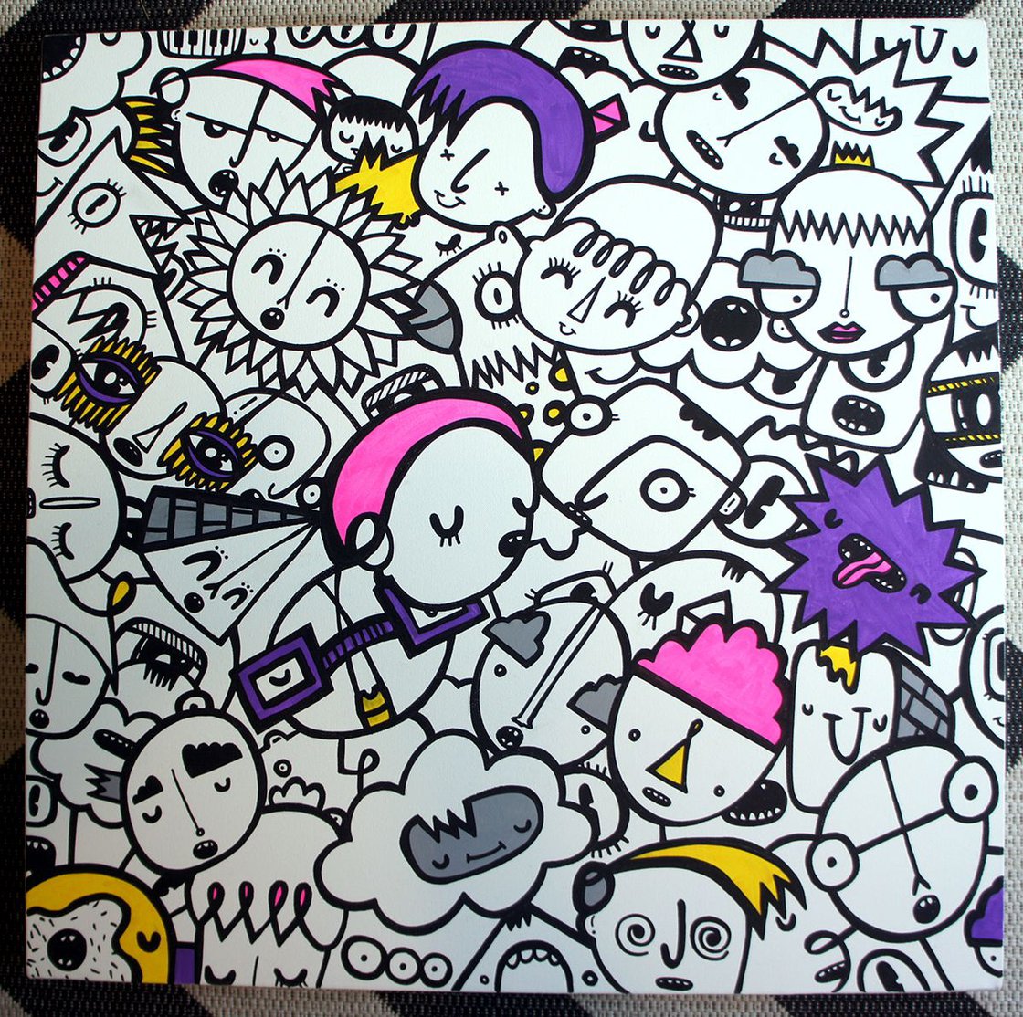 Tangled Crowd Painting: Kev Munday | Artfinder