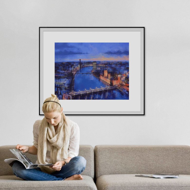 The Thames At Night Acrylic painting by Marc Todd | Artfinder