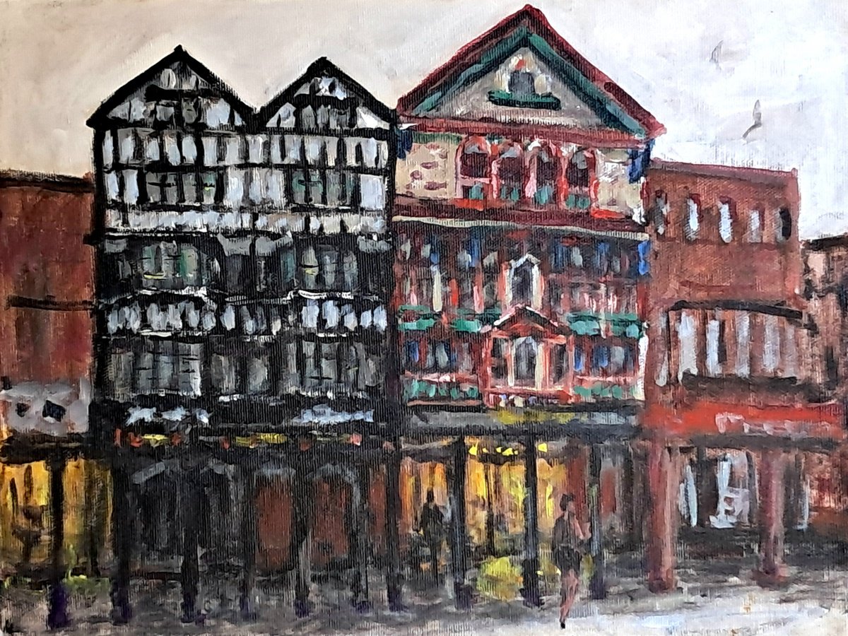 Old houses of Exeter Acrylic painting: Dimitris Voyiazoglou | Artfinder