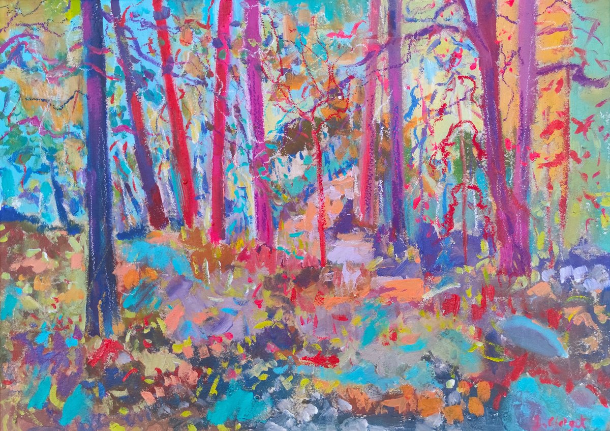 Abstract nature painting 'The day I met a squirrel' Acrylic painting by ...