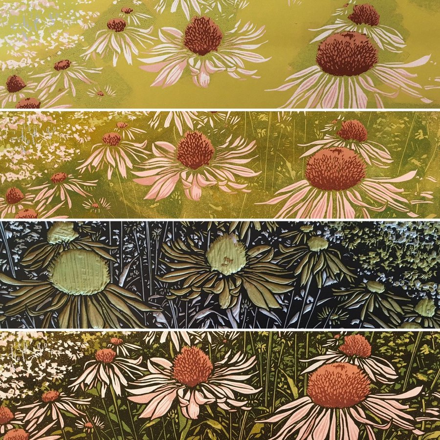 Sunseekers Linocut: Susan Noble | Artfinder