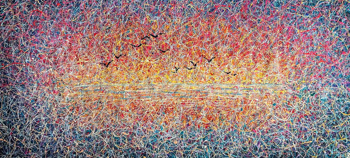 Sunset large painting Colorful sky Maldives Tropical landscape Pink ...