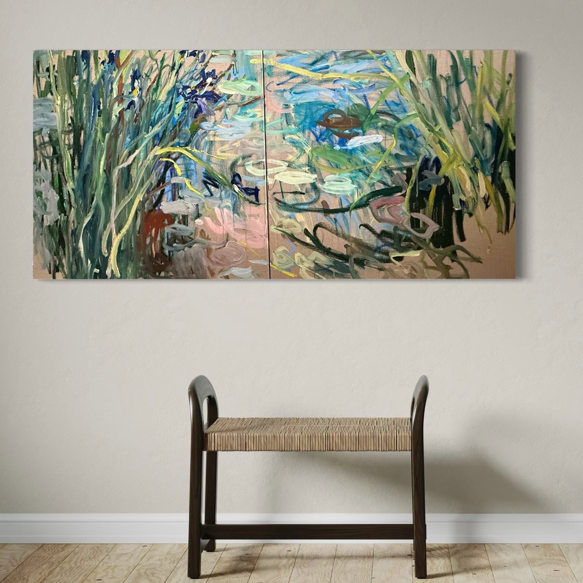 Spring pond. Diptych. Oil painting: Lilia Orlova-Holmes | Artfinder