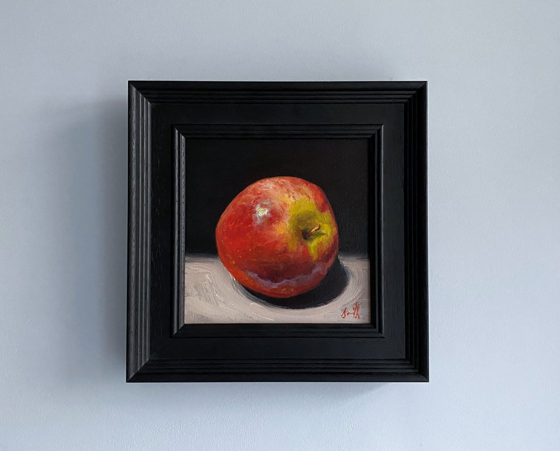 Apple oil painting still life on canvas, framed ready to hang. Oil ...