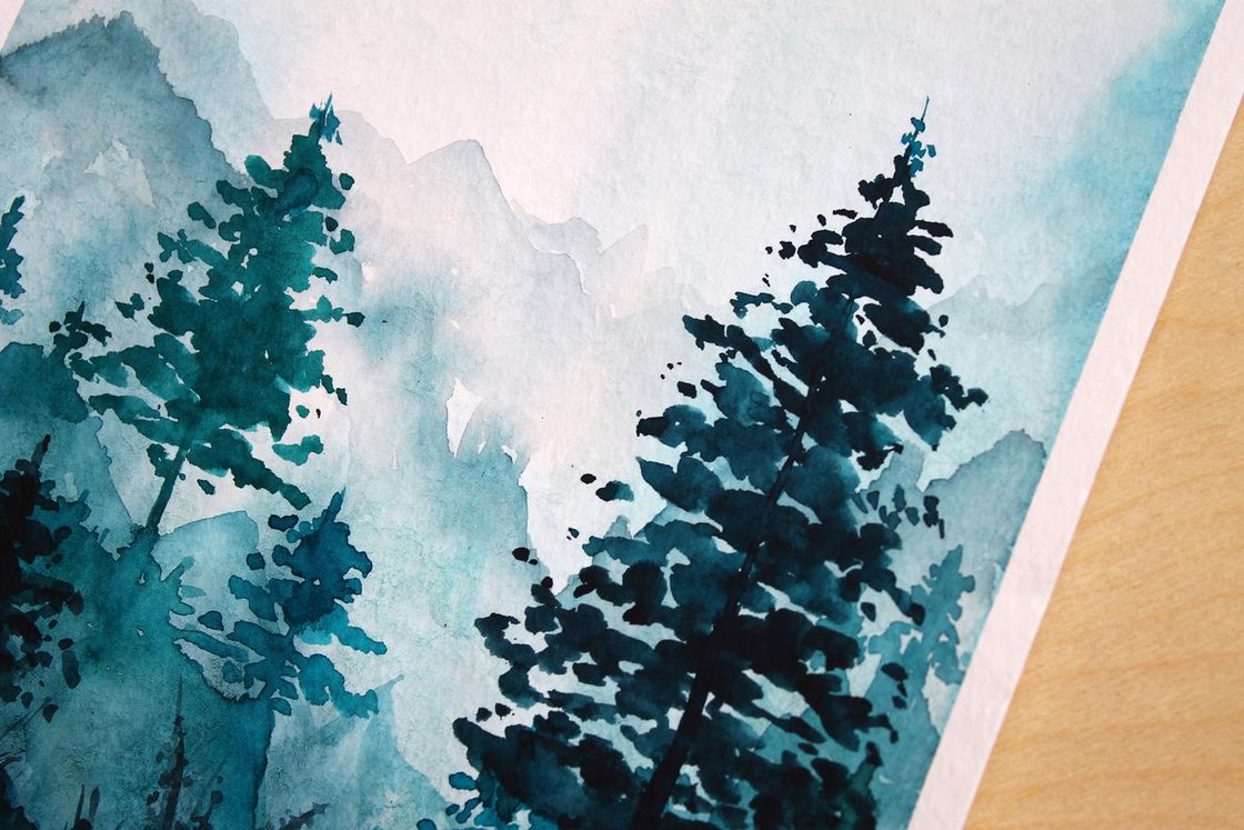 Blue trees Watercolour: Svetlana Vitman | Artfinder