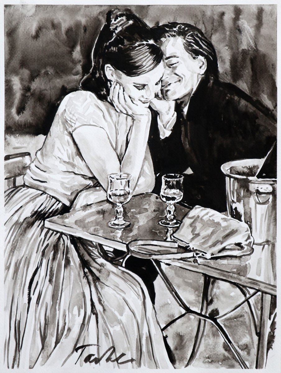 "Romantic date"/ 30x40cm Ink drawing by Tashe | Artfinder