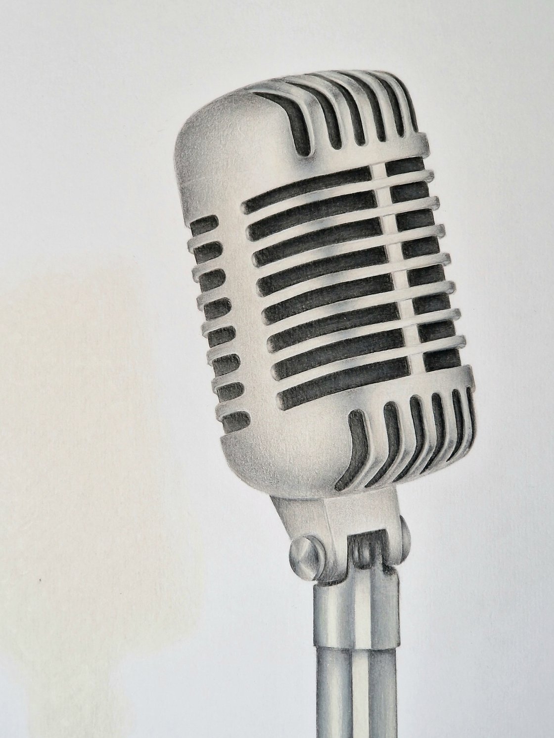 Original Pencil Drawing - Rock N Roll Microphone by Daniel Shipton