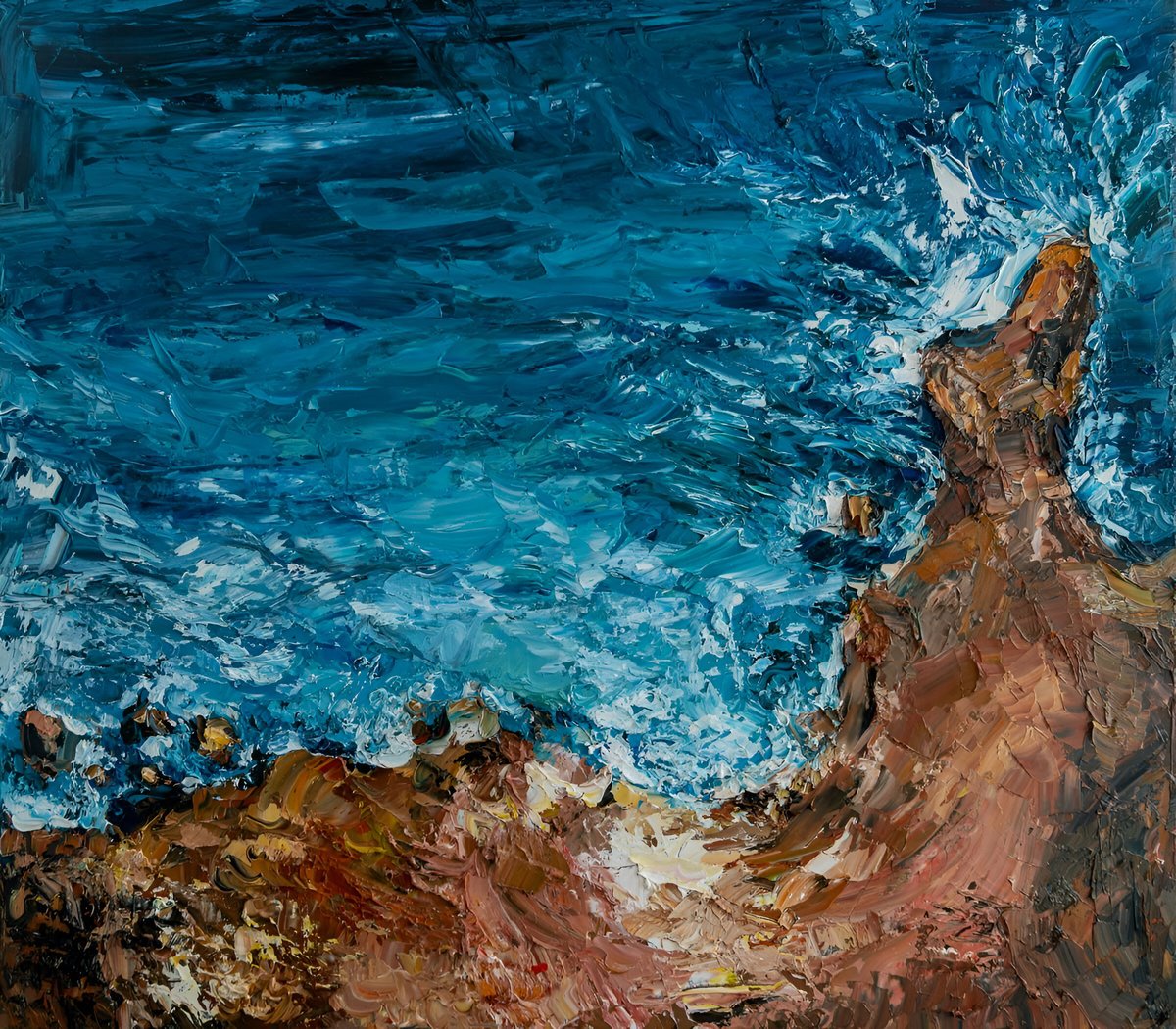 Impasto Ocean Wall Painting Oil painting: Mily Art | Artfinder