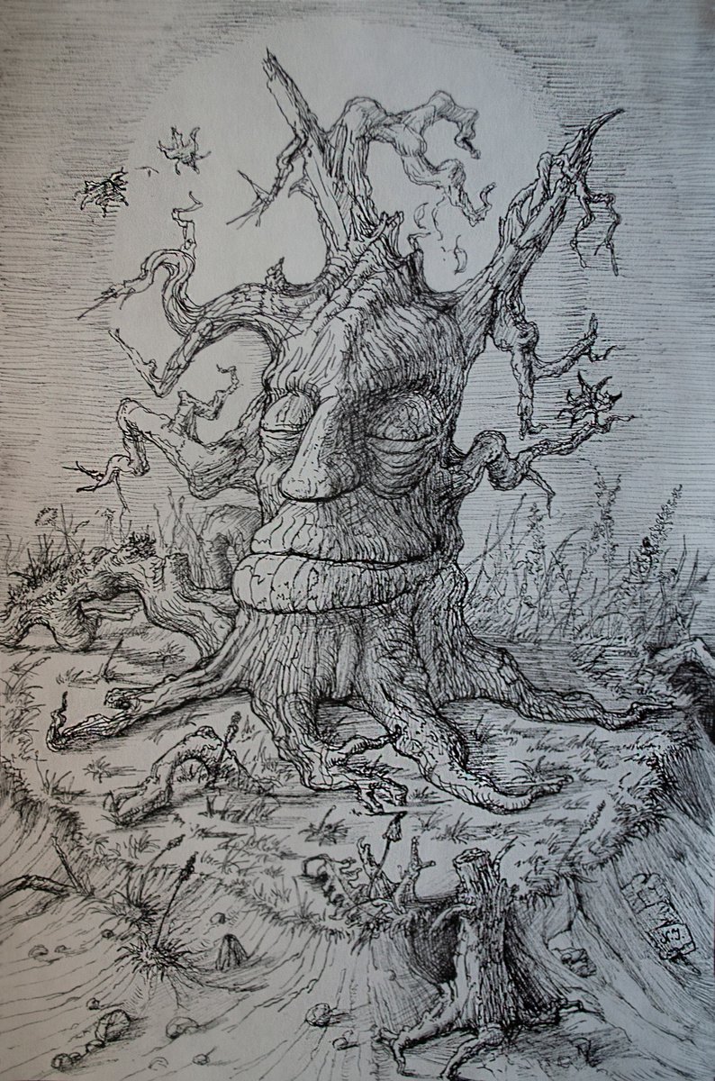Sleeping treant II Ink drawing: Nikola Ivanovic | Artfinder