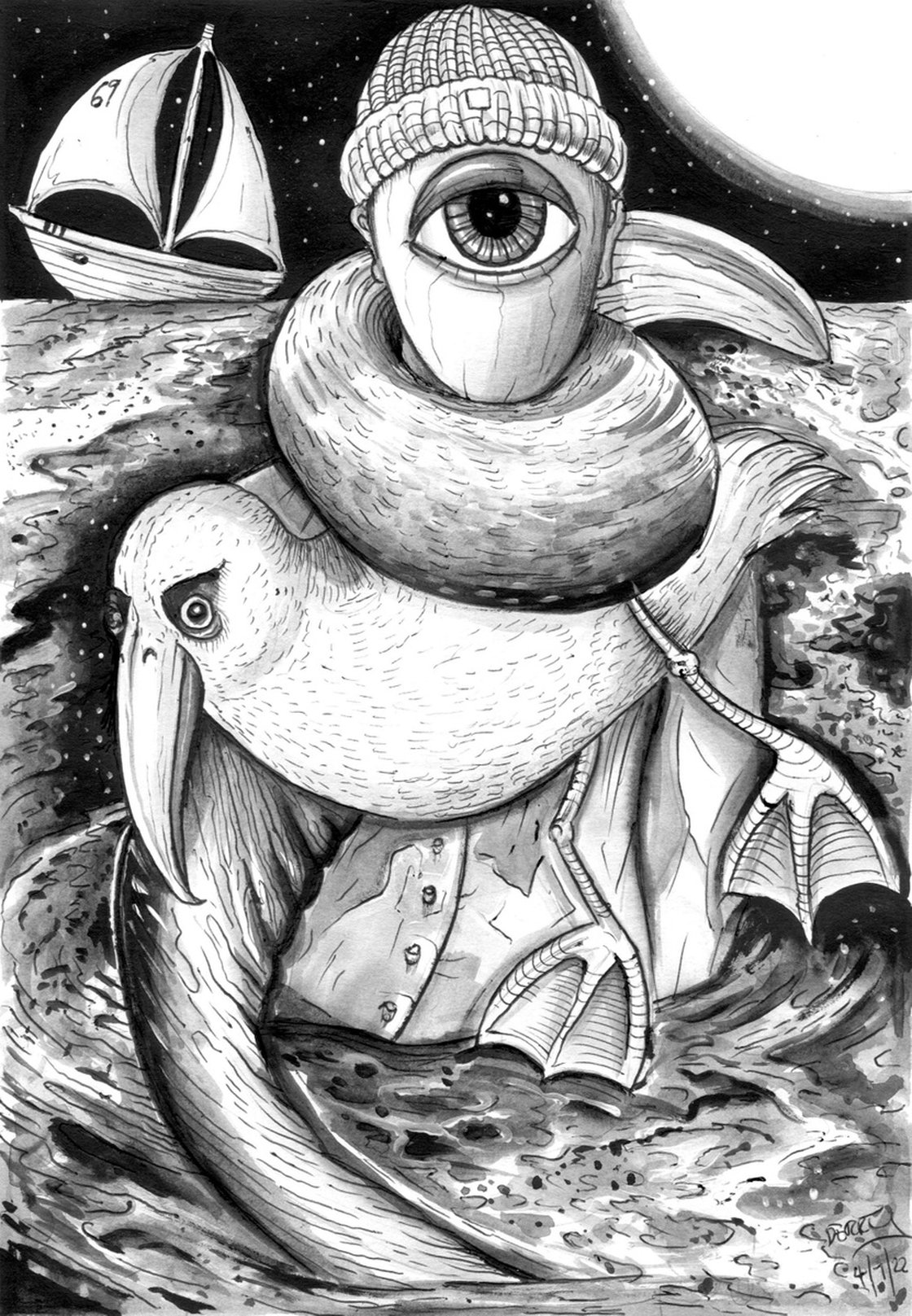 Albatross Around One's Neck Ink drawing by Spencer Derry | Artfinder