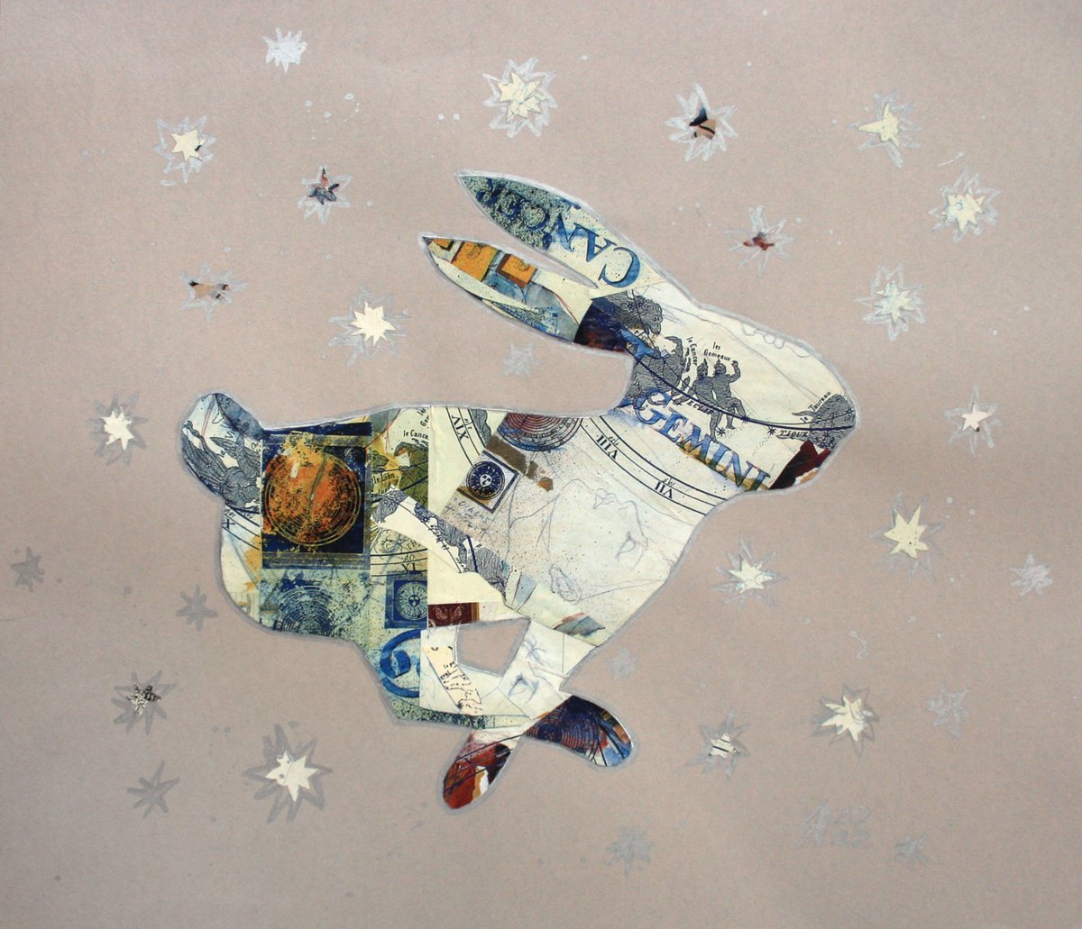 COLLAGE XIV , 2022 HARE IV, 14X12" Collage by Salana Art | Artfinder