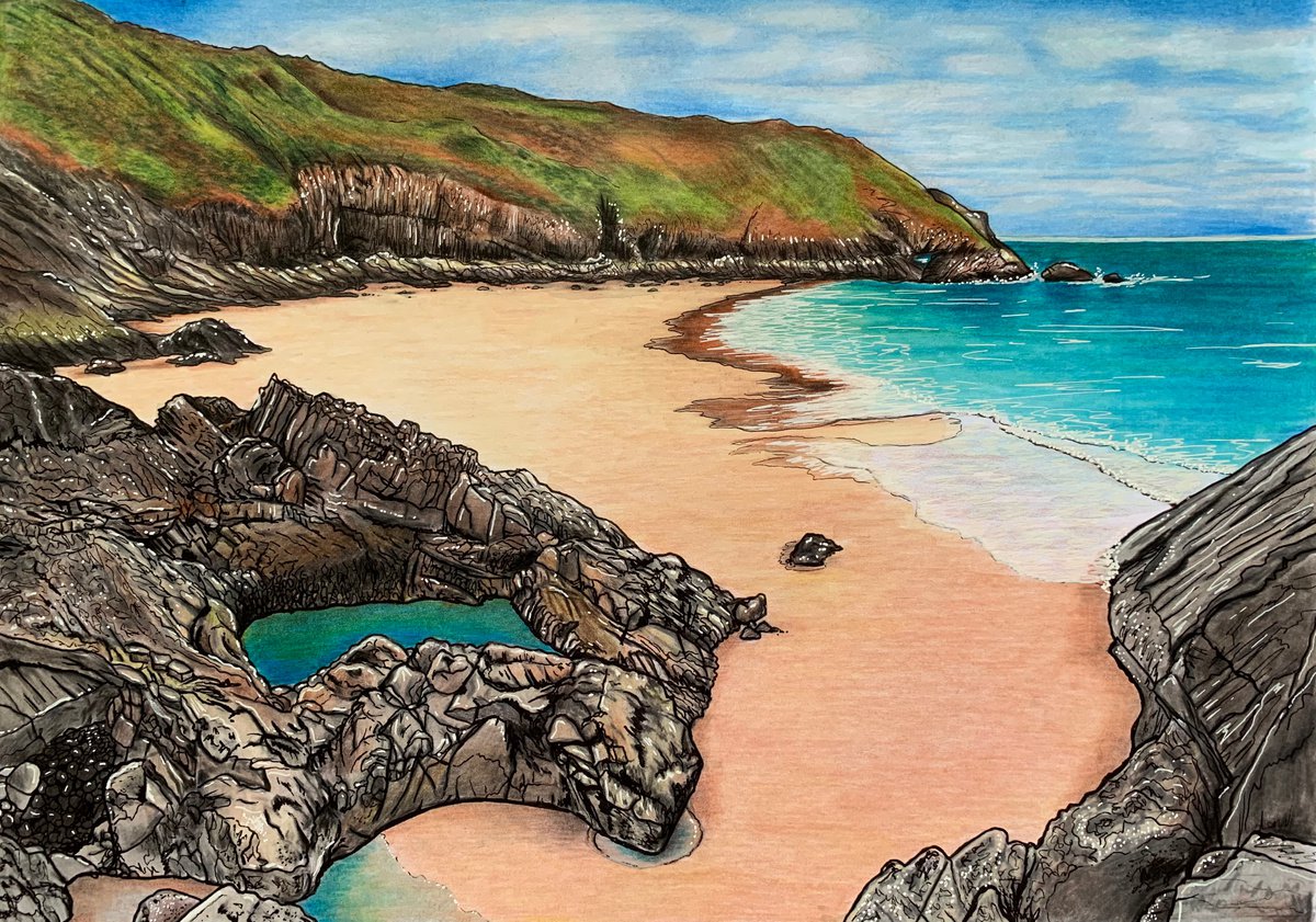 Blue pool (nr. Llangennith) Mixed-media painting: Karen Elaine Evans ...