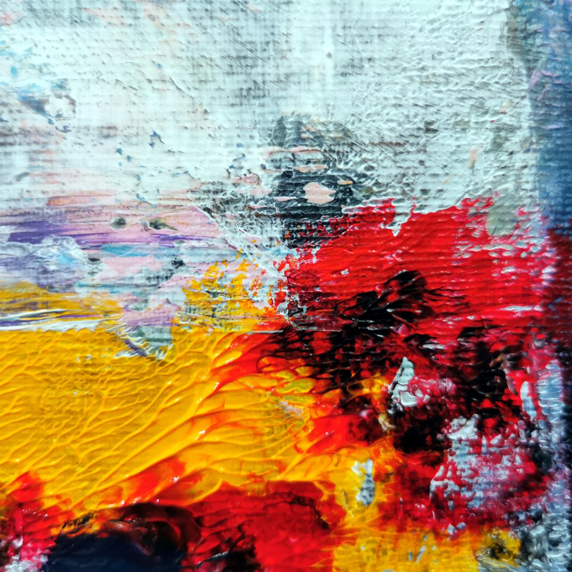 Melancholic spontaneous abstract large painting still life with blue ...