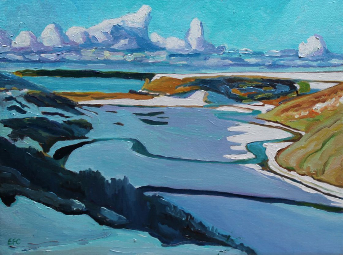 Pennard Pill through to Three Cliffs Bay No.3 Oil painting by Emma ...