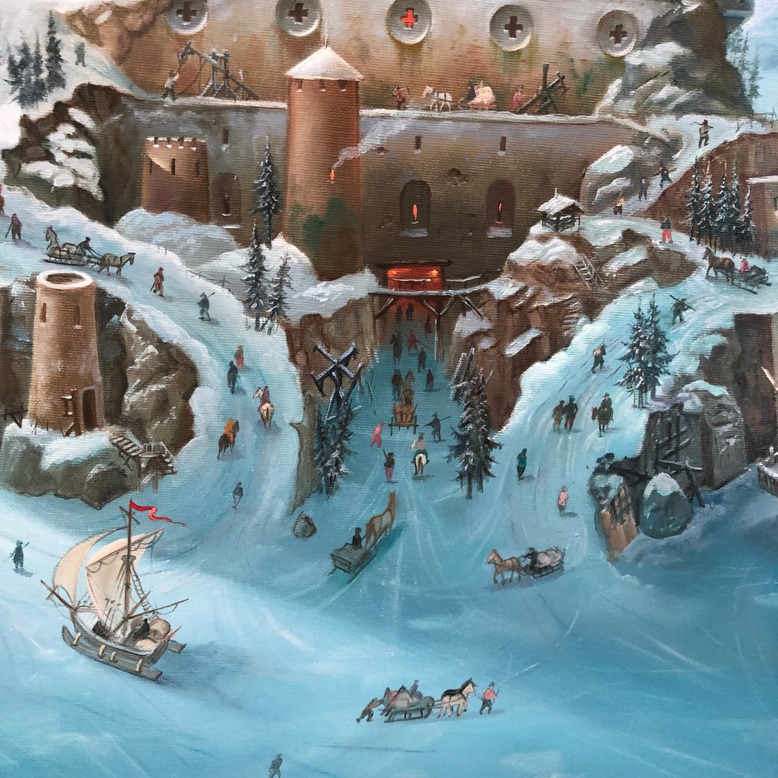 "Winter Tower of Babel". Oil painting by Alexander Mikhalchyk | Artfinder