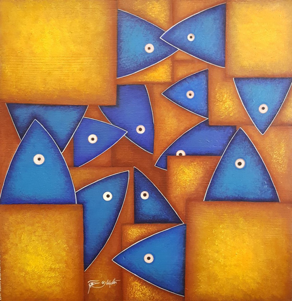 Fish Cubism Acrylic painting by Güçlü Kadir Yılmaz | Artfinder