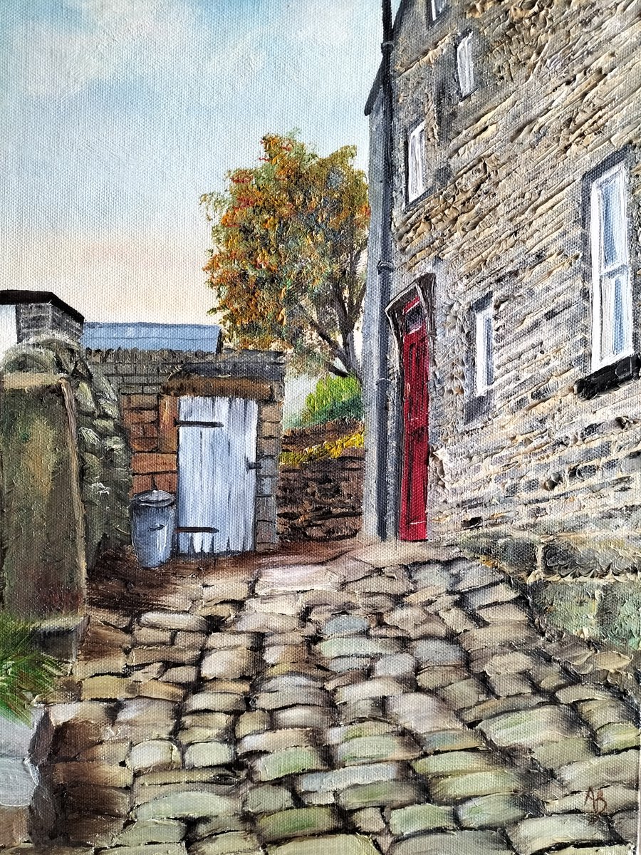 A yard in Heptonstall Oil painting: Aileen Barnard | Artfinder