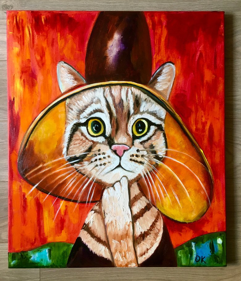 Cat - thinker inspired by Amedeo Clemente Modigliani Oil painting: Olga ...