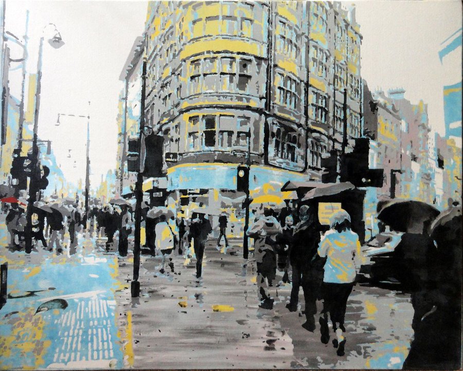 Oxford Street, London Acrylic painting by Sue Rowe | Artfinder