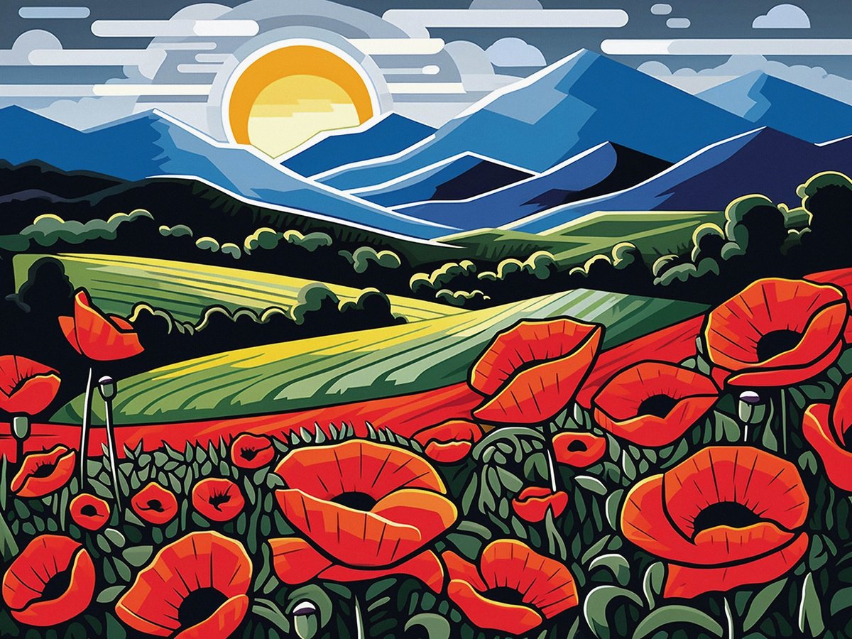 Poppy field Acrylic painting: Kosta Morr | Artfinder