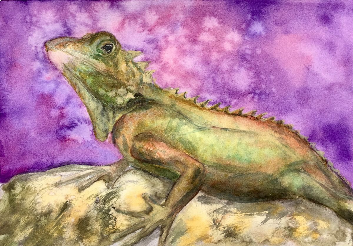 Tiny lizard Watercolour by Ksenia Lutsenko | Artfinder
