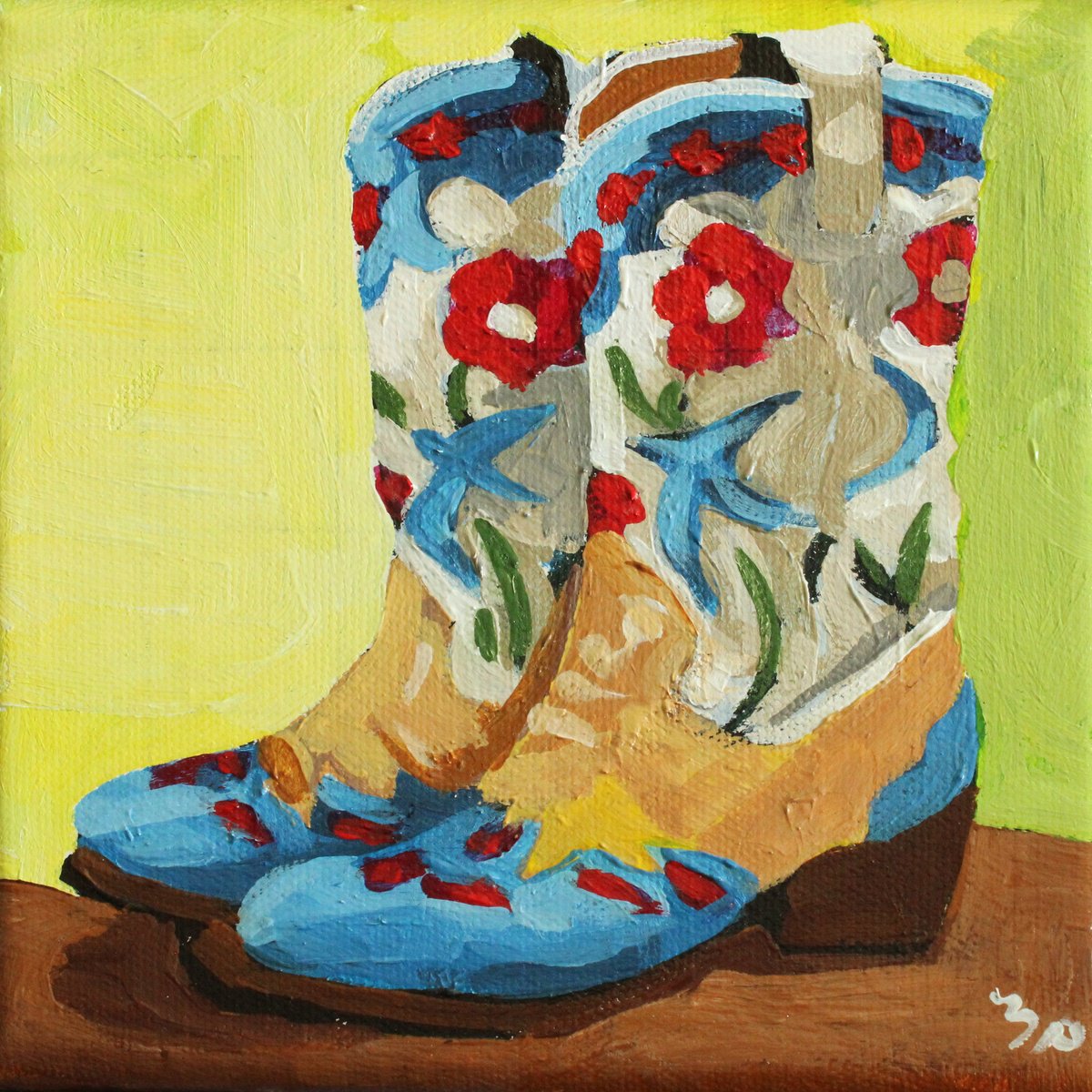 Bluebird Boots Acrylic painting: Melinda Patrick | Artfinder