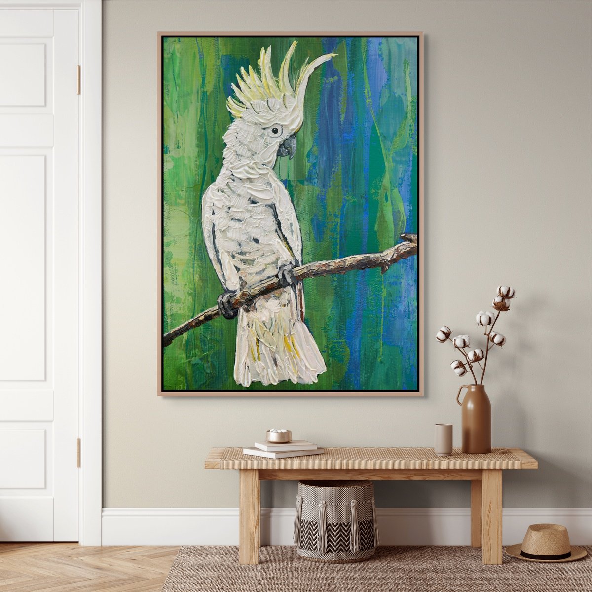 COO! Cheeky Cockatoo Acrylic painting: JULIE LYNCH | Artfinder