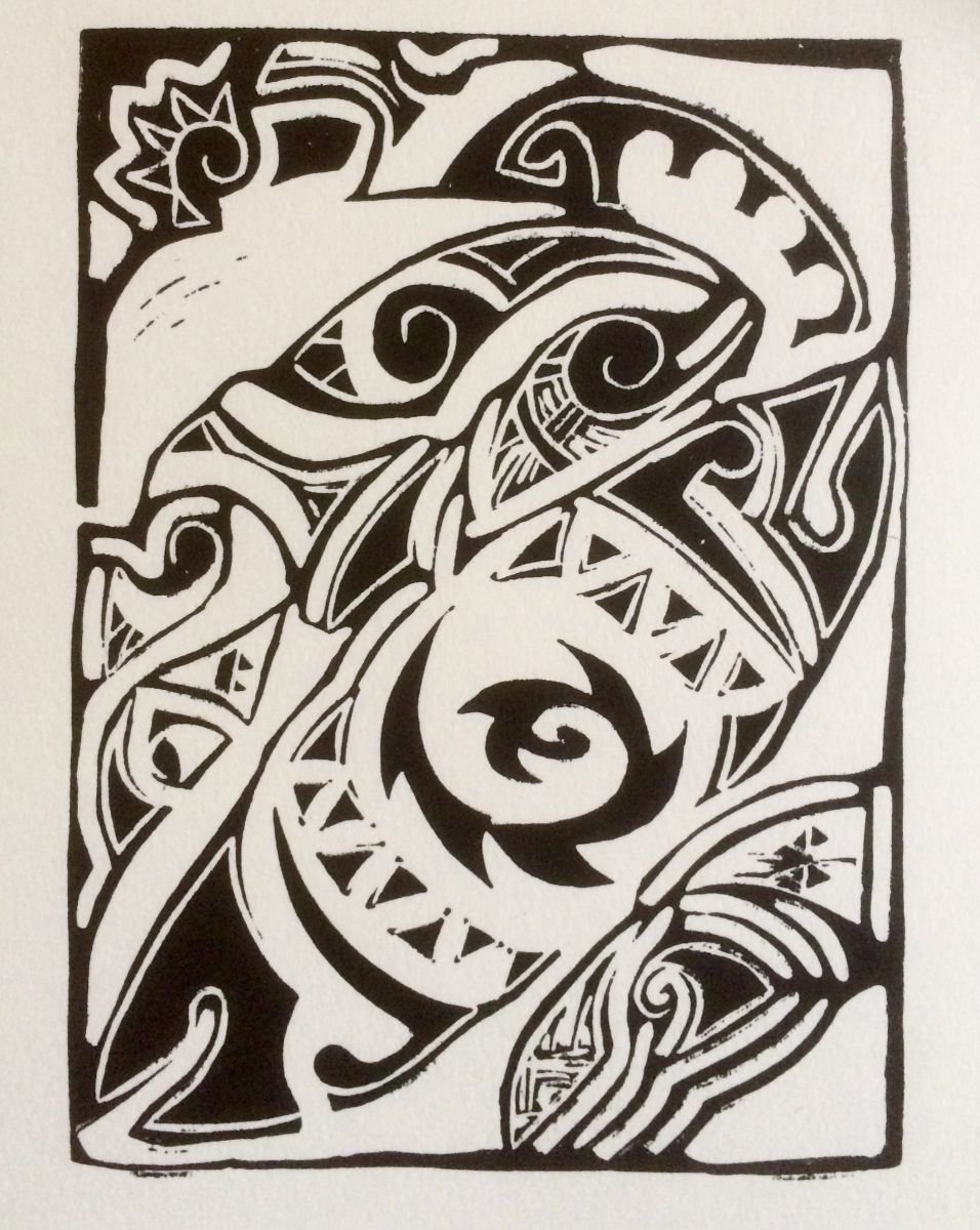 'Maori Koru' (2013) Linocut by Mark Murphy | Artfinder