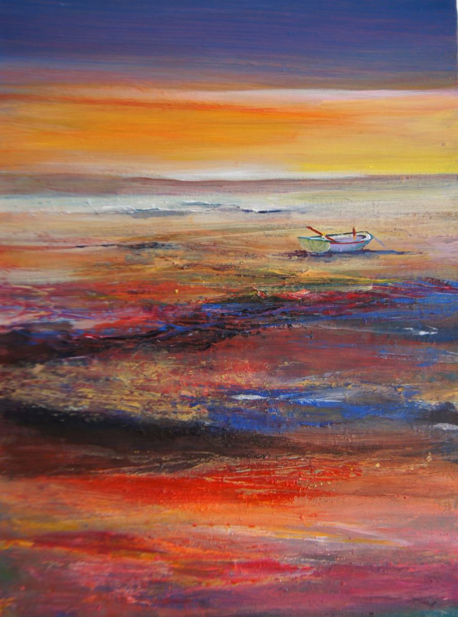 Rowing boat Acrylic painting by Karen Wilcox | Artfinder