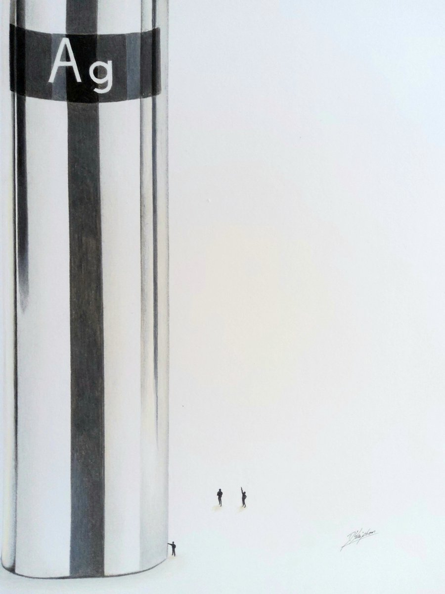 Original Pencil Drawing - Silver Fire Extinguisher by Daniel Shipton