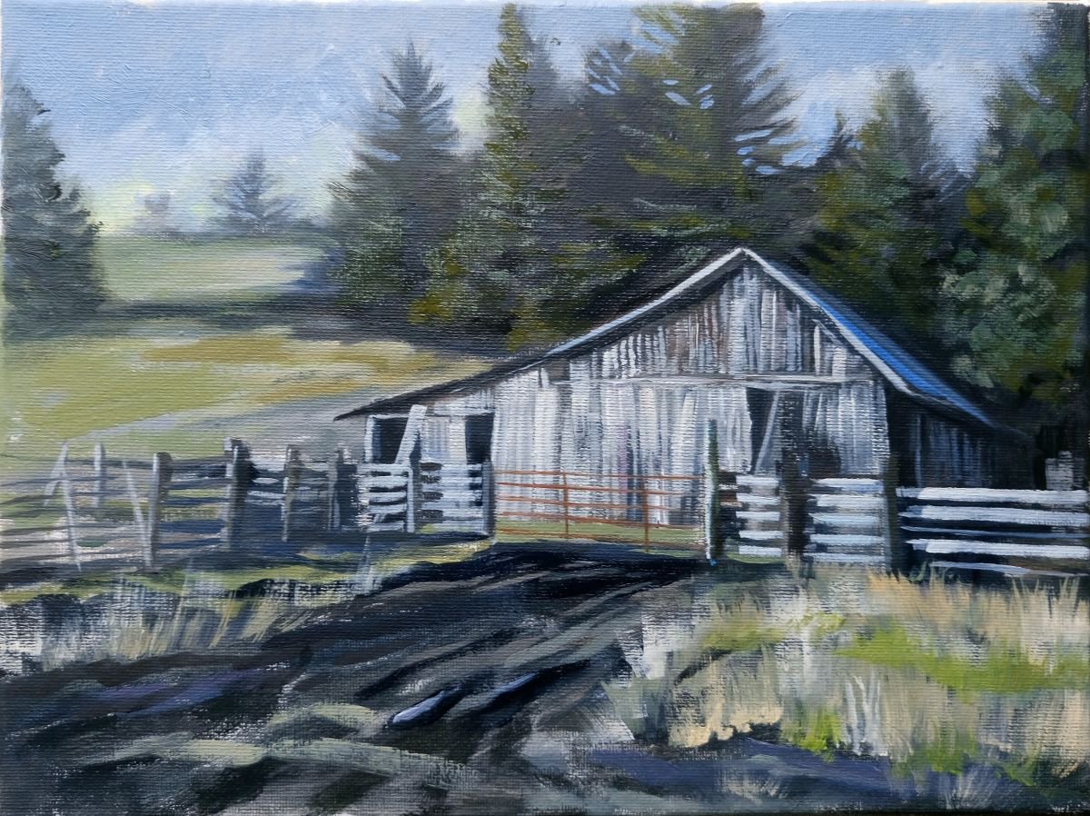 White barn (2016) Oil painting by Mark Croucher | Artfinder