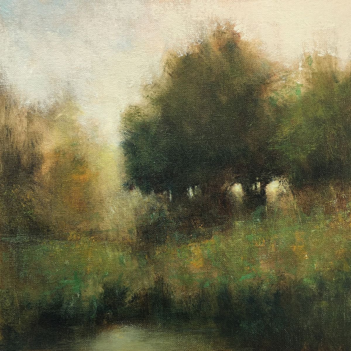 Wetland Trees impressionist tonal landscape | Artfinder