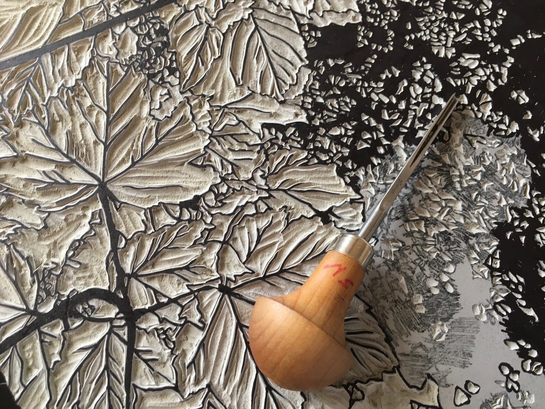 Forest Bathing, version 1 Linocut: Susan Noble | Artfinder