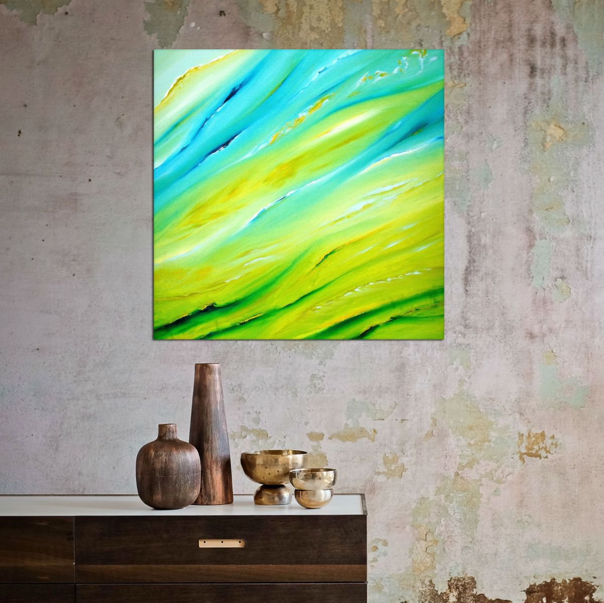 Luminance - 60x60 cm, Original abstract painting, oil on canvas Oil ...
