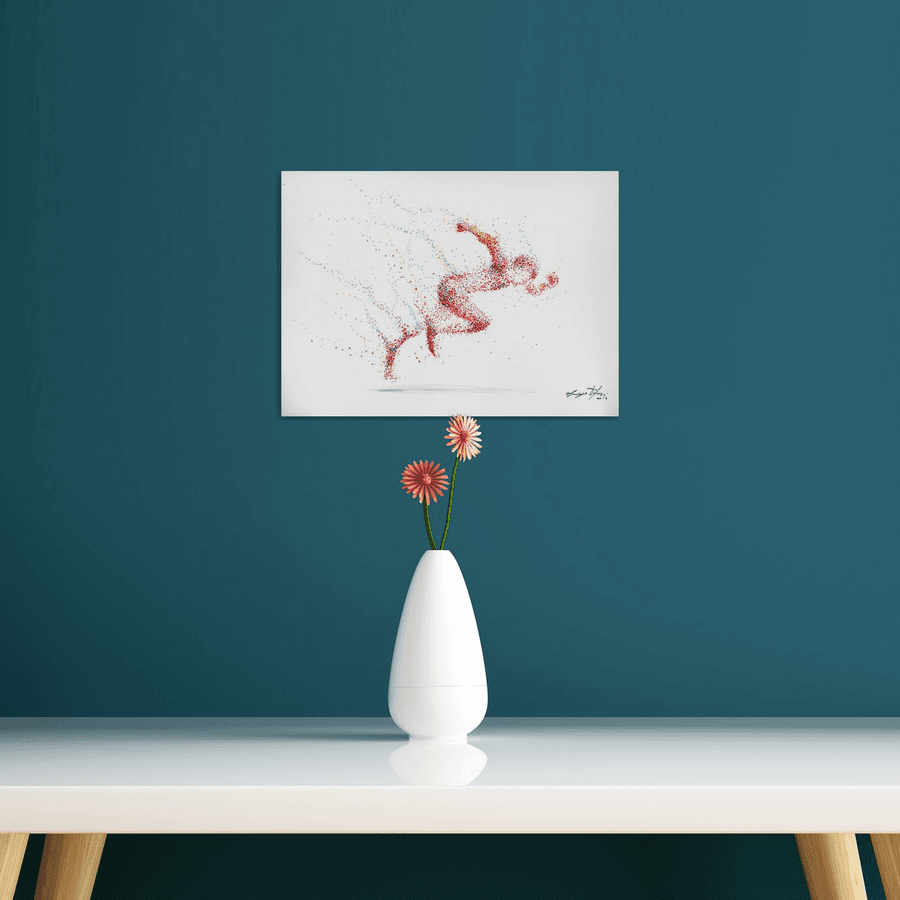 Running man ---- Red Ink drawing: Maurizio Puglisi | Artfinder