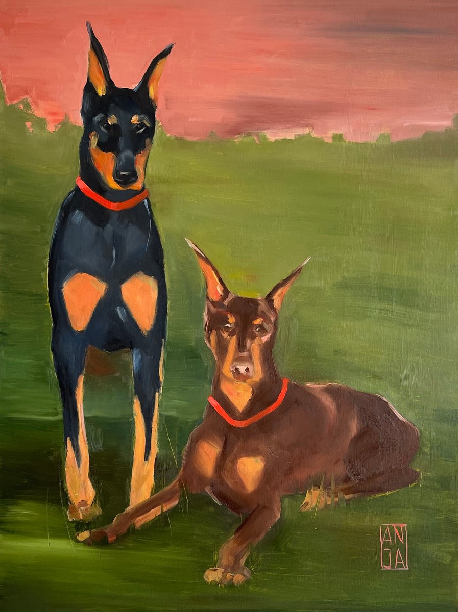 Mickey and Mallory Oil painting: Anja Rudko | Artfinder